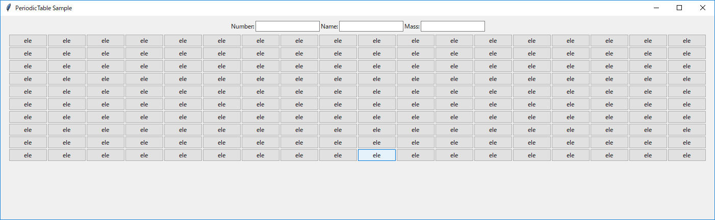 【Python GUI tkinterサンプル】Tkinterを使って周期表を作成してみよう！ | エンジニアになりたいブログ